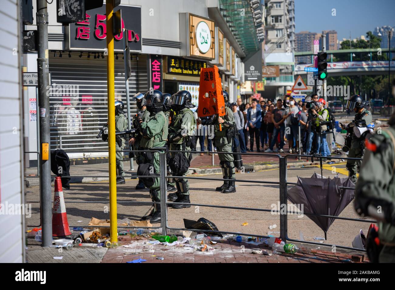 PolyU, Hong Kong - Nov 18, 2019: The second day of the Siege of PolyU ...
