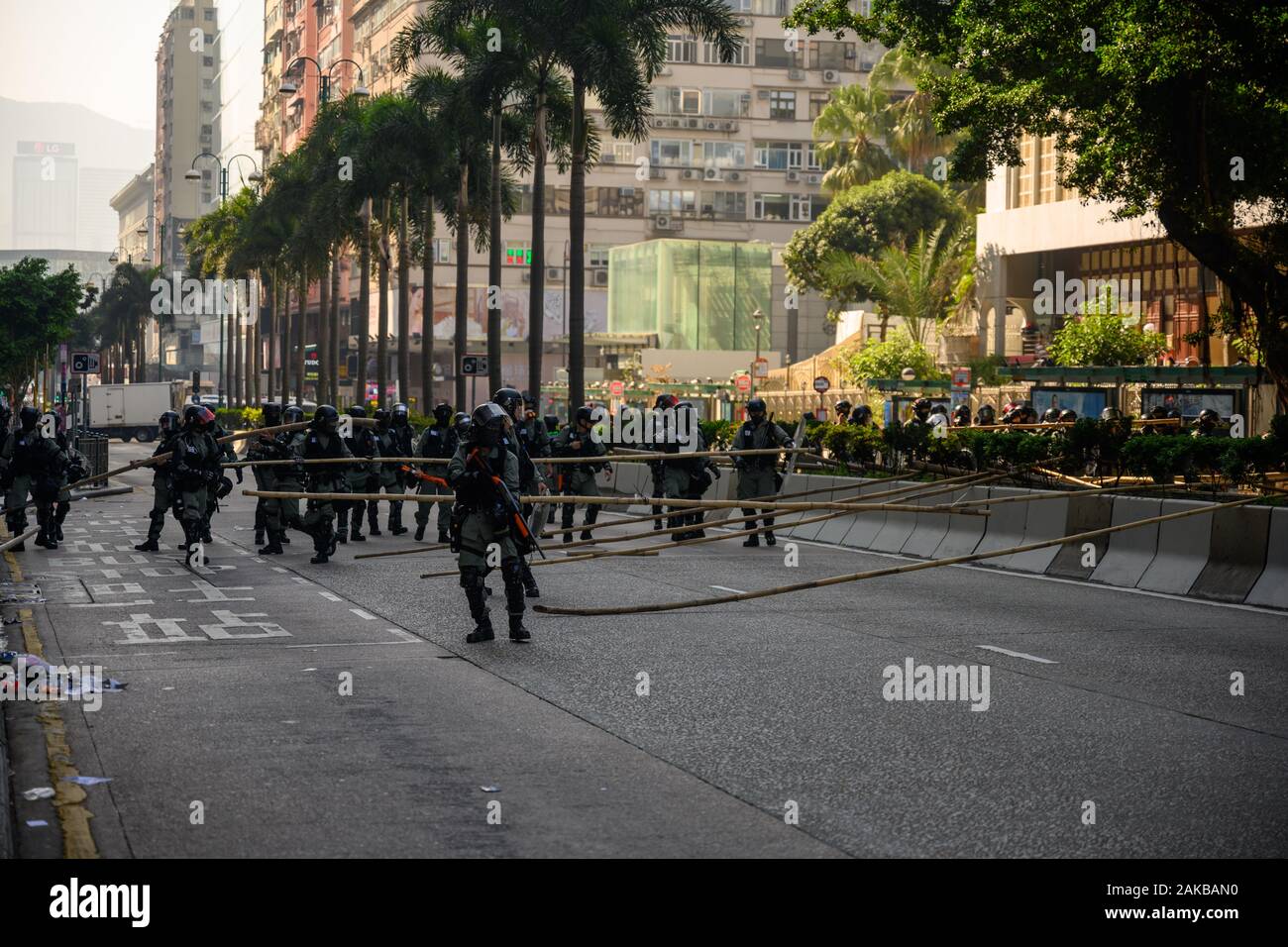 PolyU, Hong Kong - Nov 18, 2019: The second day of the Siege of PolyU ...