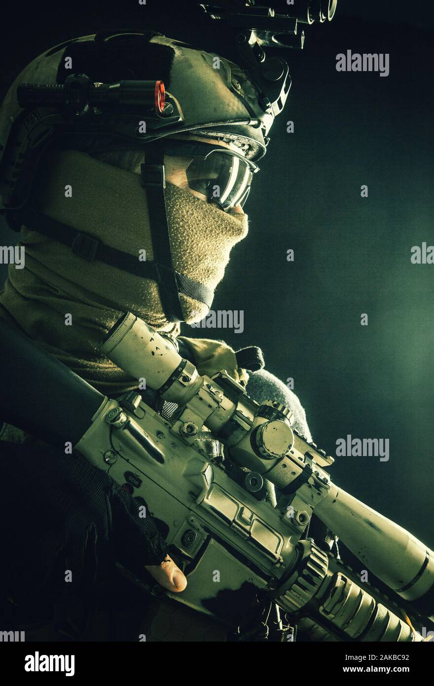 Army elite troops sniper low key studio portrait Stock Photo - Alamy