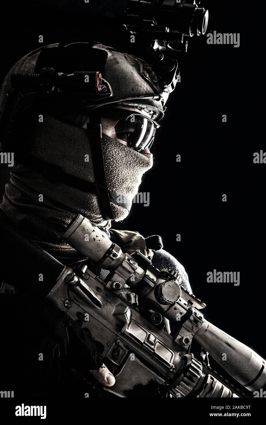 Army elite troops sniper low key studio portrait Stock Photo - Alamy