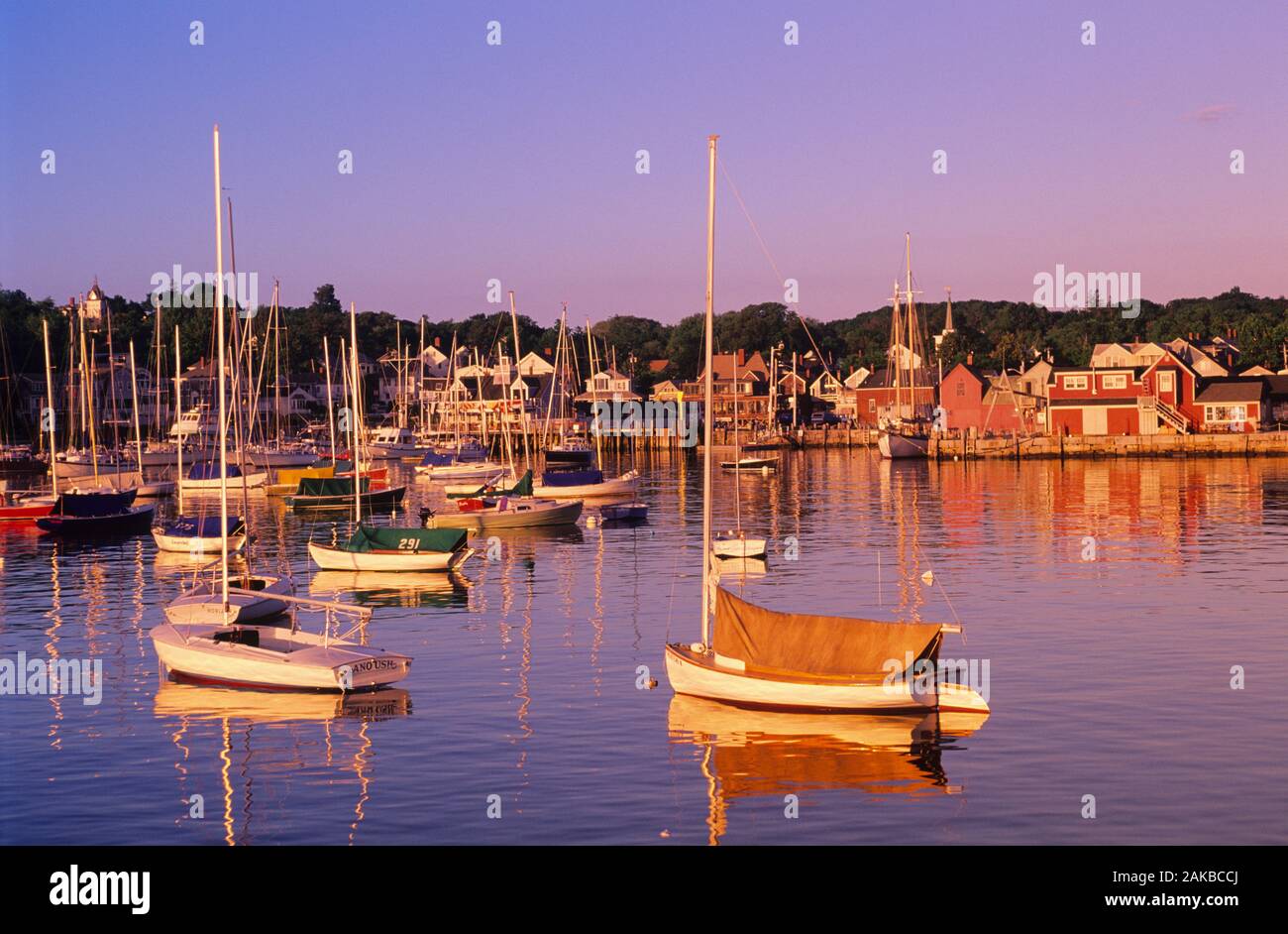 Boats in harbor at sunset, Rockport, Massachusetts, USA Stock Photo - Alamy