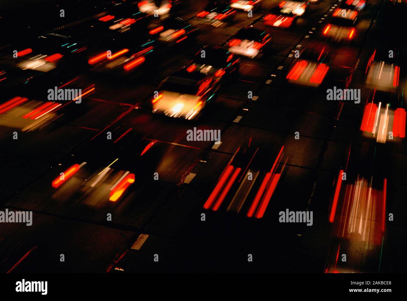 View of light trials on highway, Los Angeles, California, USA Stock ...