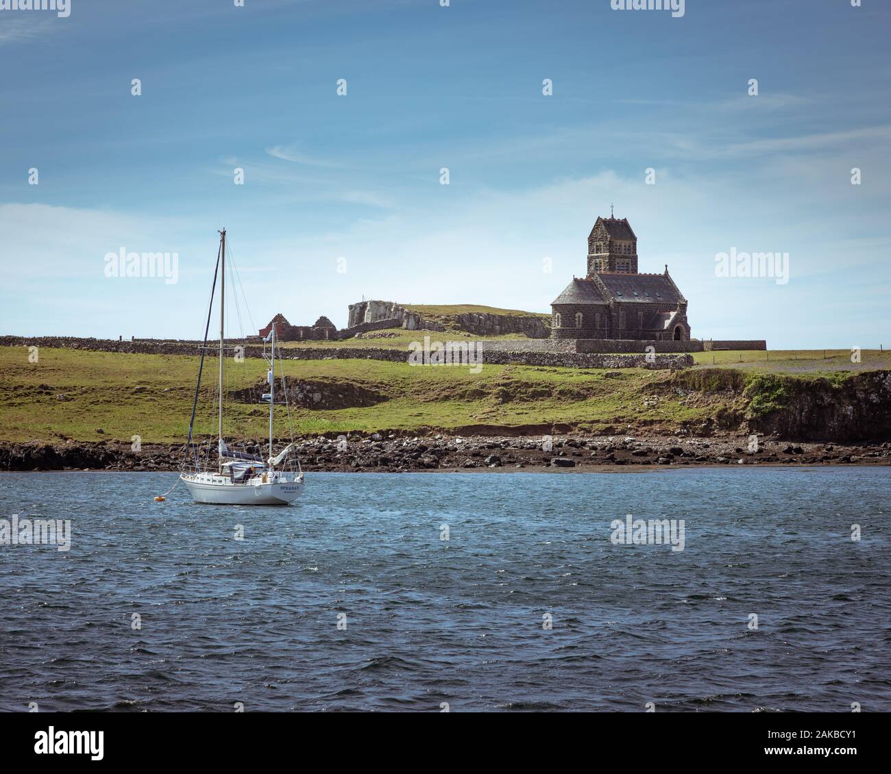 Yacht moored off the deconsecrated Catholic church of St Edward on ...