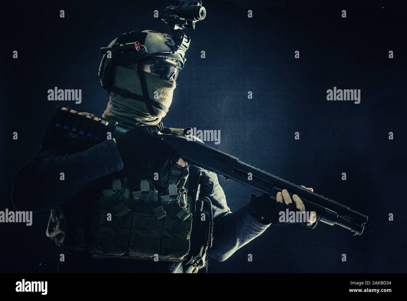 Army elite troops soldier low key studio portrait Stock Photo - Alamy