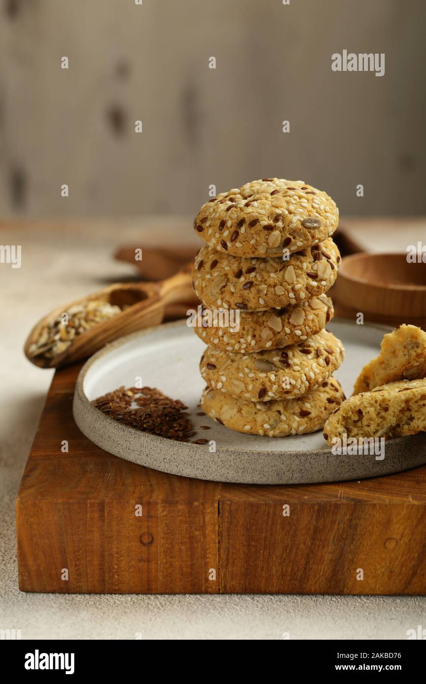 natural organic cookies with seeds and flax seeds Stock Photo - Alamy