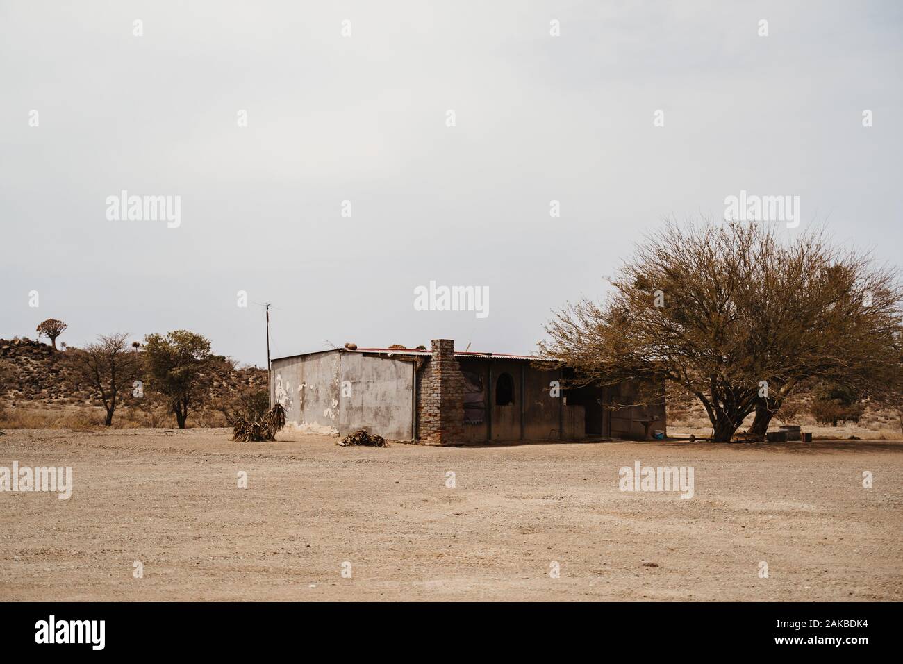 empty house at unpaved road in an African village in the desert Stock ...