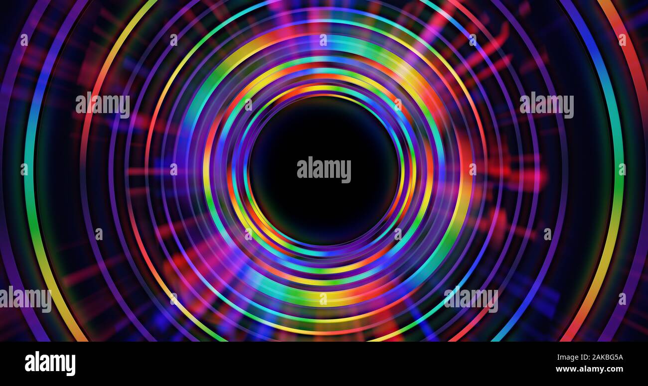 Abstract saturated rainbow colorful circle background. Glowing rays ...