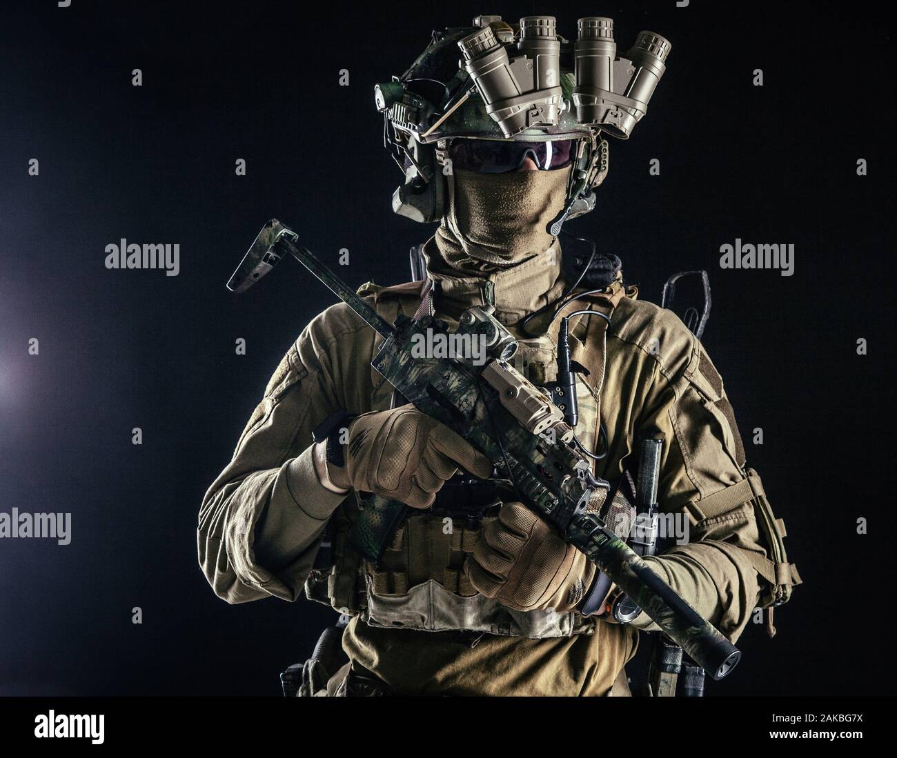 Military security service shooter soldier studio portrait Stock Photo ...