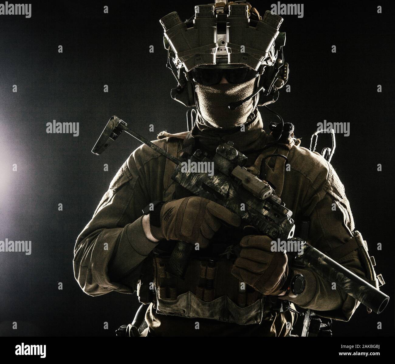 Military security service shooter soldier studio portrait Stock Photo ...