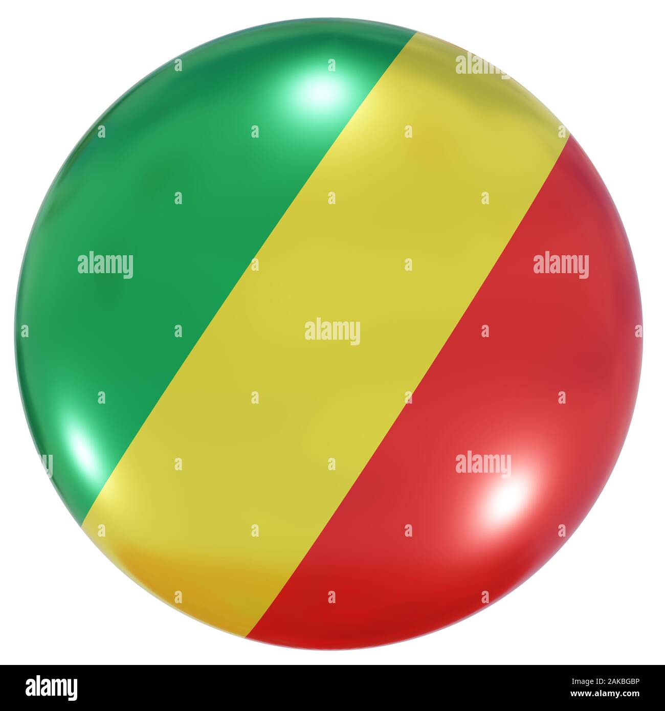 3d rendering of a Republic of Congo national flag on a circle icon ...