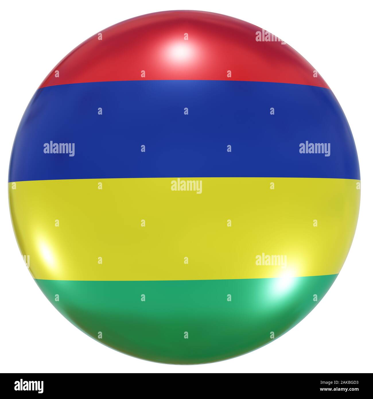 3d rendering of a Mauritius national flag on a circle icon isolated on ...