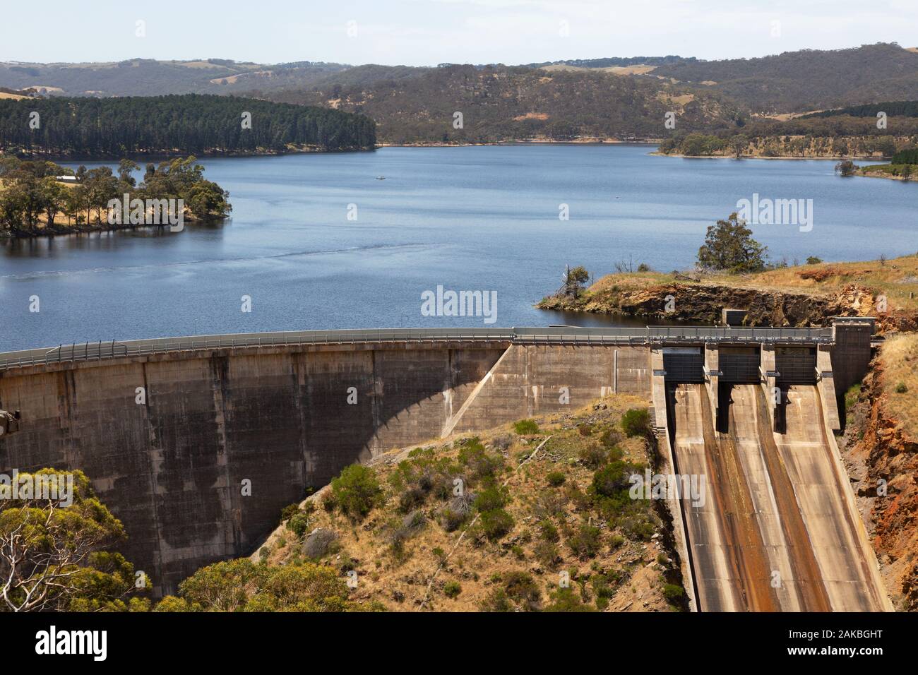 Australia landscape; Myponga Dam and myponga reservoir, water supply ...
