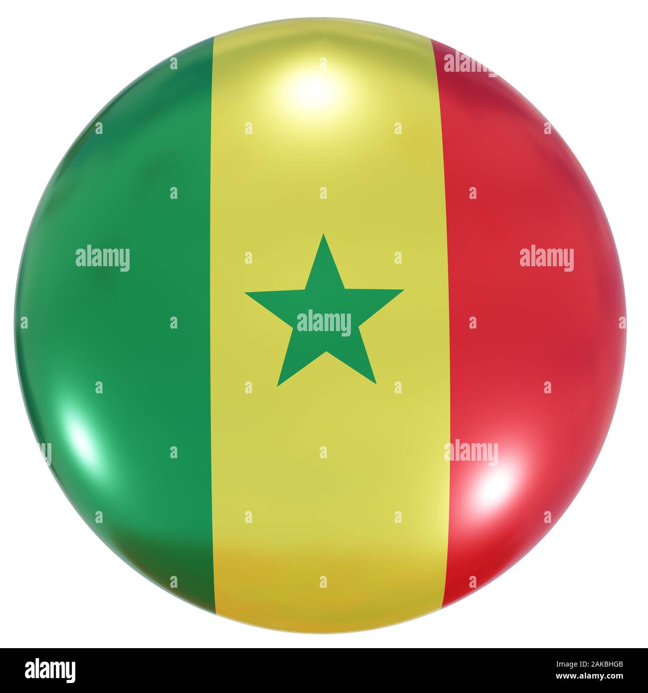 3d rendering of a Senegal national flag on a circle icon isolated on ...