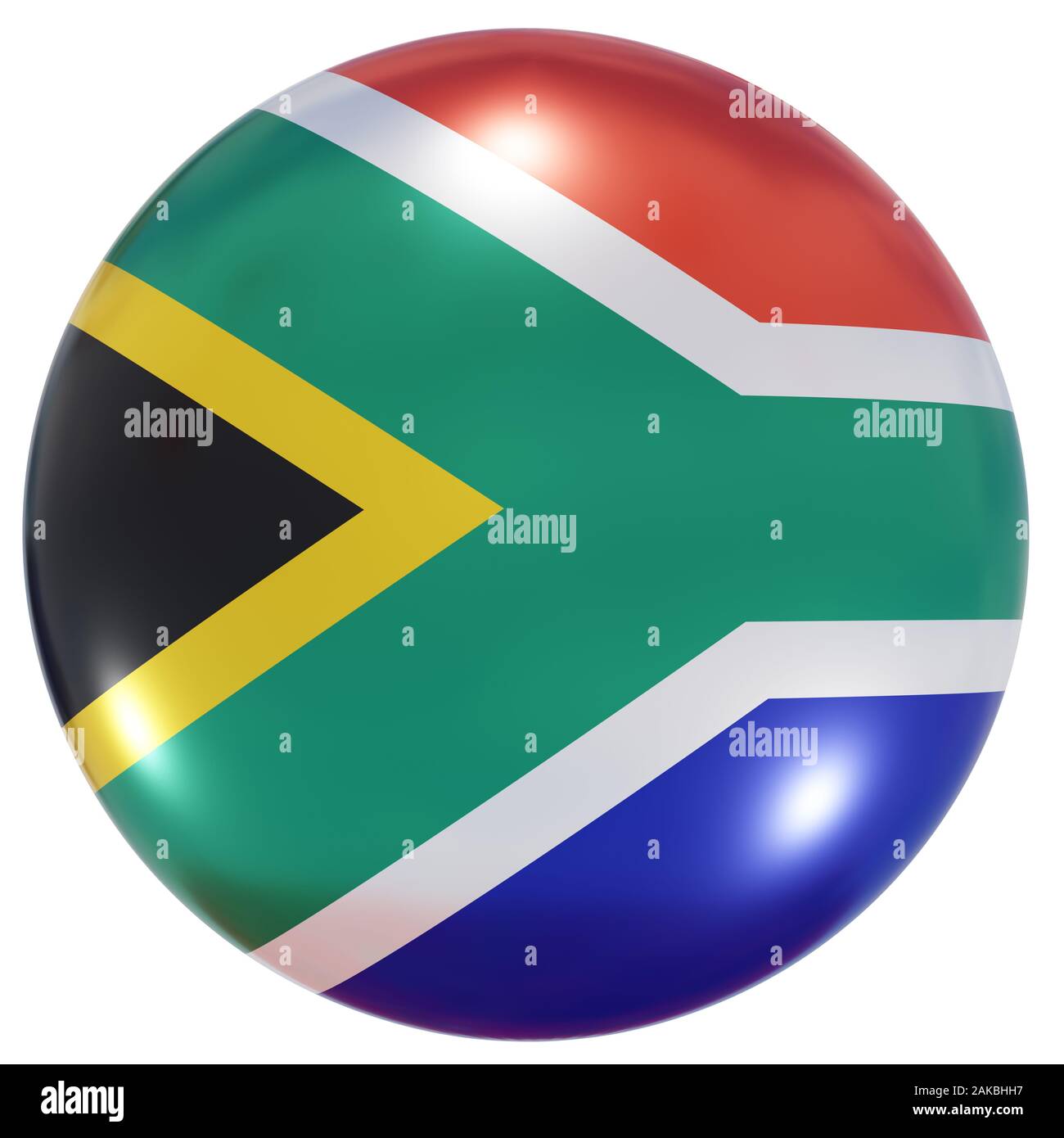 3d rendering of a South Africa national flag on a circle icon isolated ...