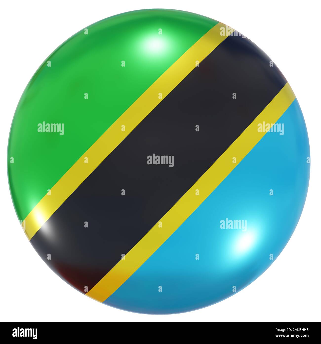 3d rendering of a Tanzania national flag on a circle icon isolated on ...