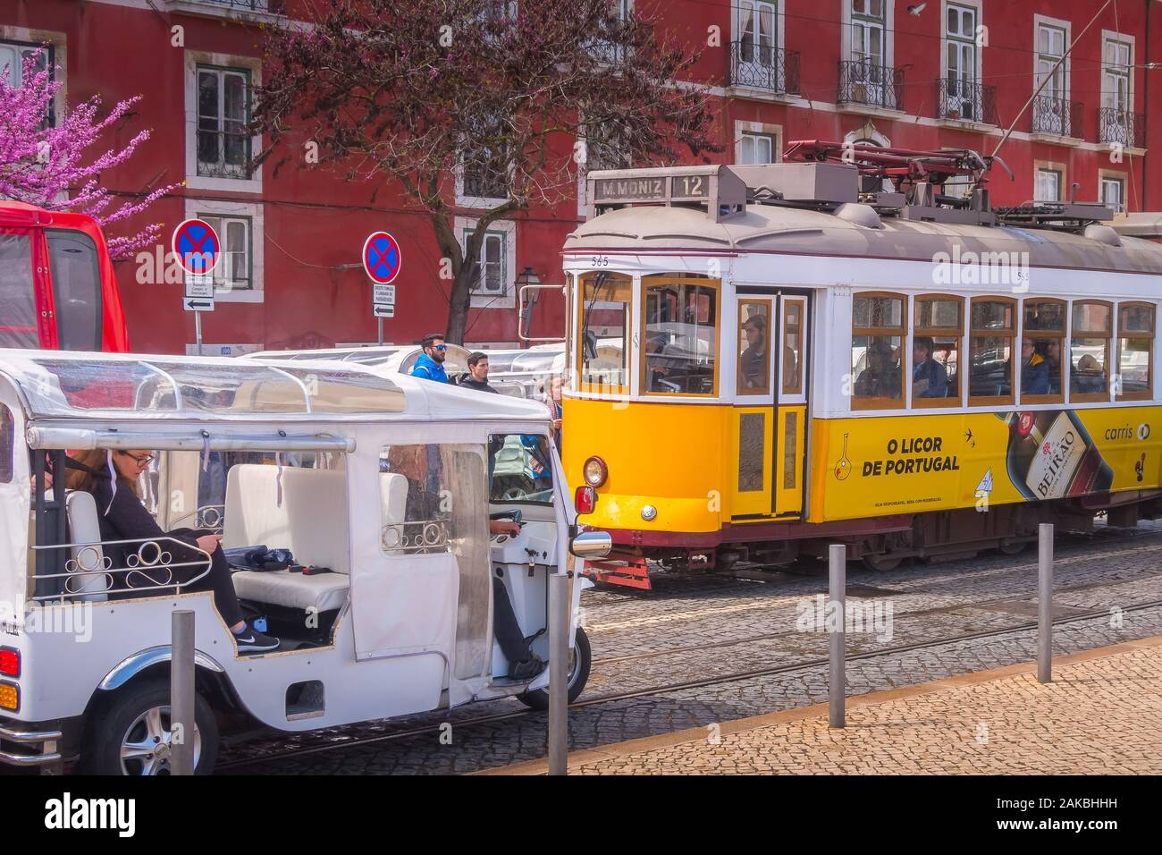 Lisbon, Portugal - March 27, 2018: Yellow tram, symbol of Lisbon at ...