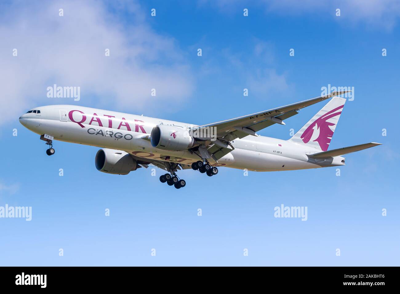 Paris, France - August 17, 2018: Qatar Airways Cargo Boeing 777 ...