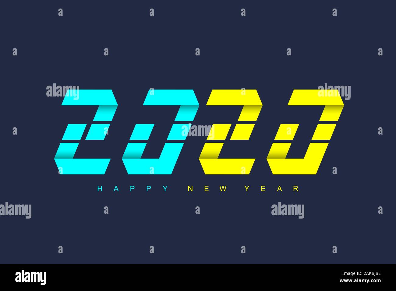 Merry Christmas and Happy New Year 2020 greeting card. Modern ...