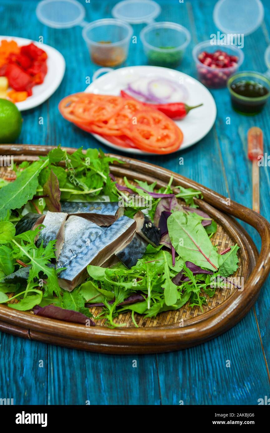 Escabeche fish dish with caviar Stock Photo - Alamy