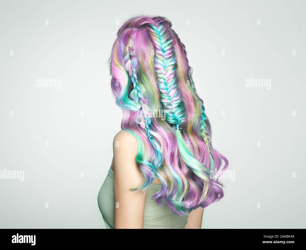Beauty Fashion Model Girl with Colorful Dyed Hair. Girl with perfect ...