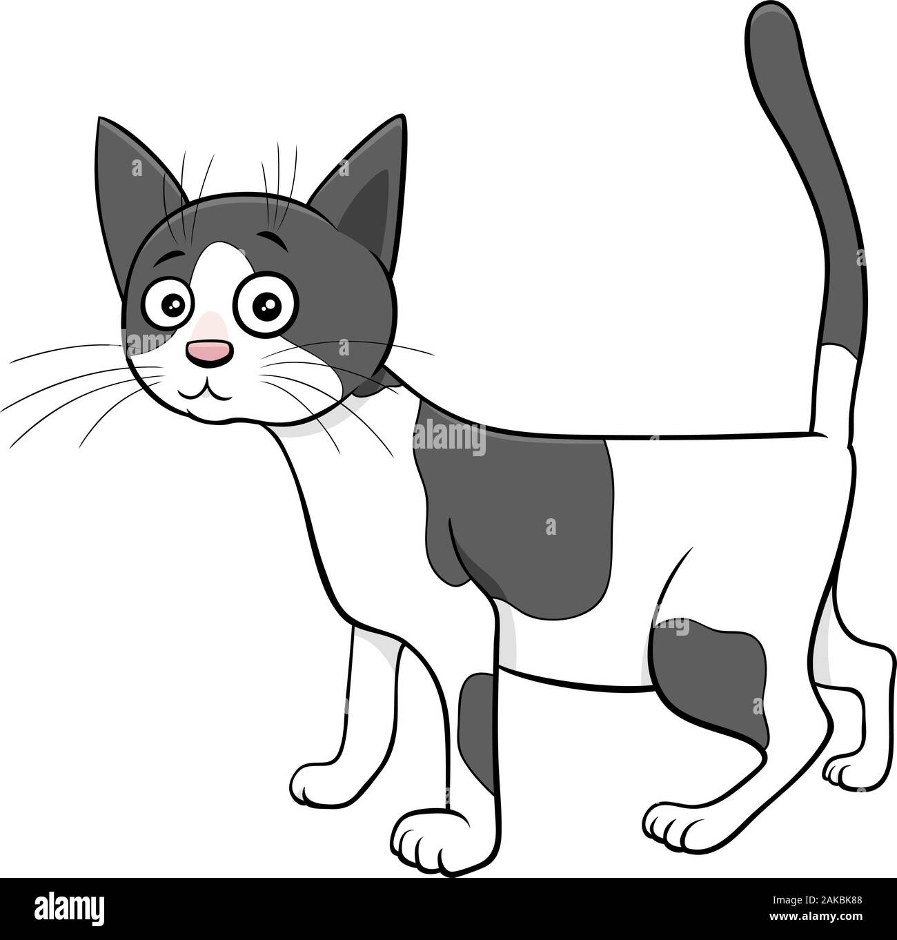 Cartoon Illustration of Spotted Cat or Kitten Comic Animal Character ...