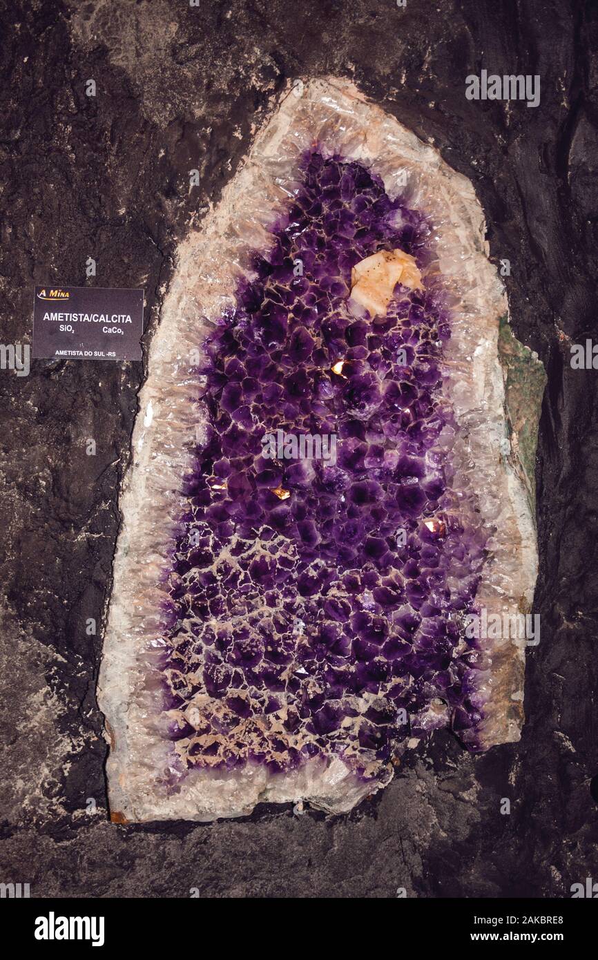 Huge gemstone of amethyst at the Mina, a geological museum in Gramado ...