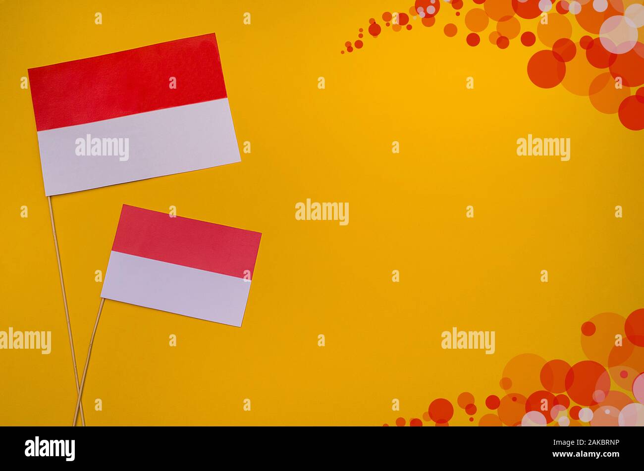 Indonesia Independence Day. Flags of Indonesia on a yellow background ...