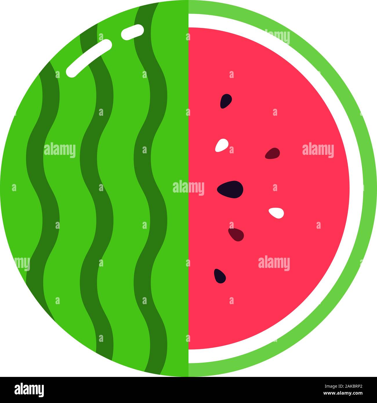 watermelon fruit sphere with half slice logo, flat icon design template ...