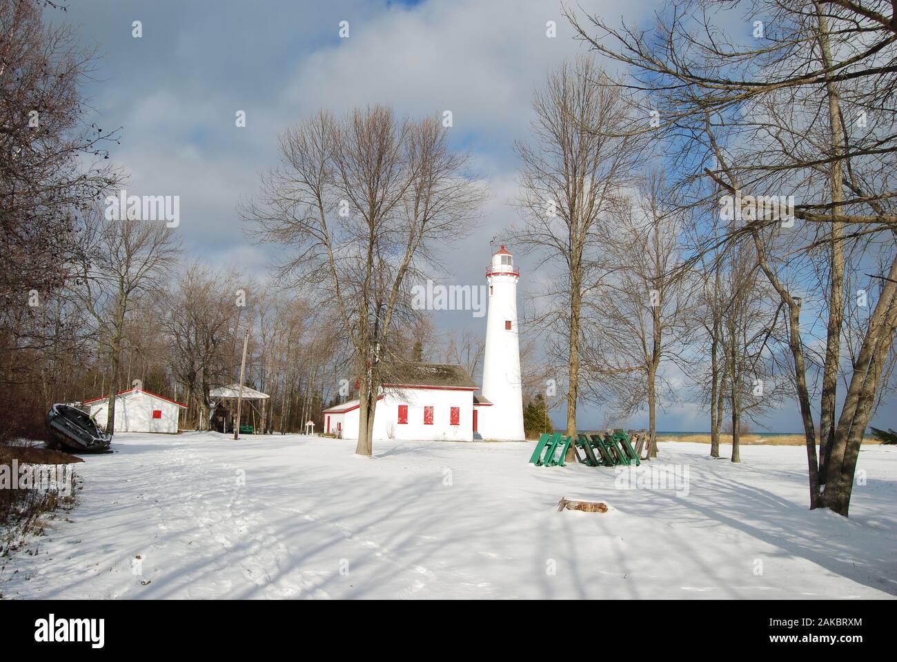 The Point Sturgeon Lighthouse located on the shores of Lake Huron in M ...