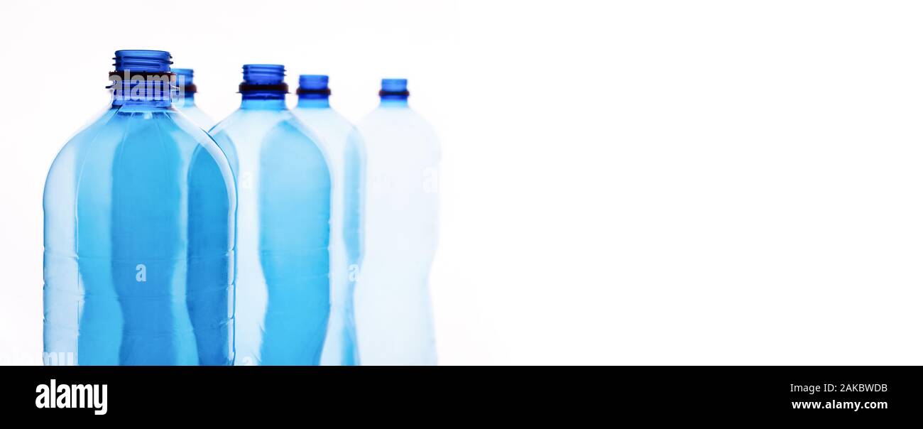 Environmental problems. Empty separate plastic bottles isolated on ...