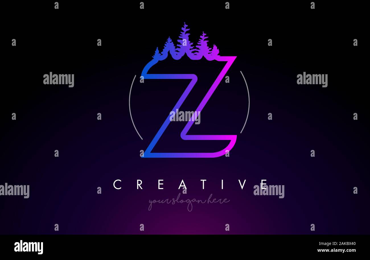 Creative Z Letter Logo Idea With Pine Forest Trees. Letter Z Design ...