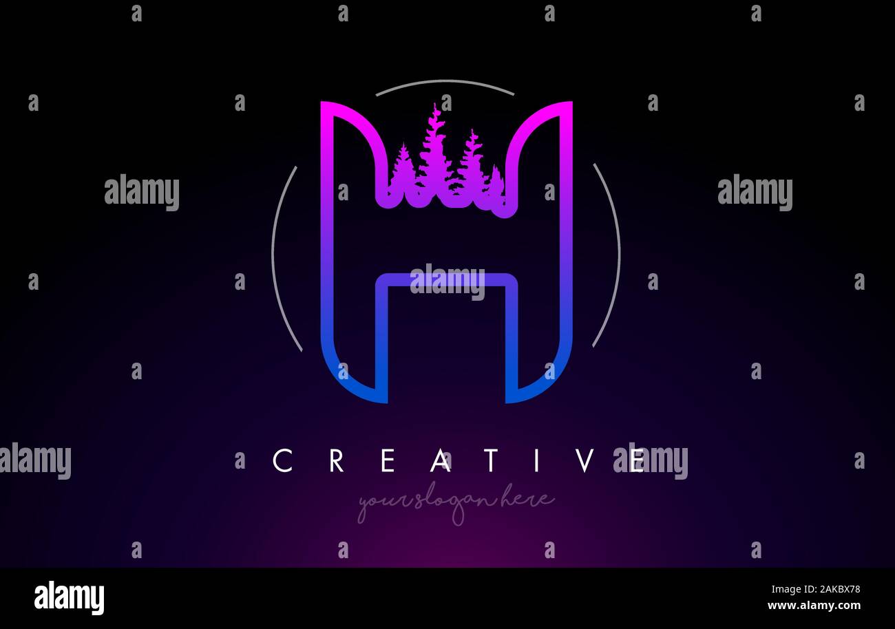 Creative H Letter Logo Idea With Pine Forest Trees. Letter H Design ...