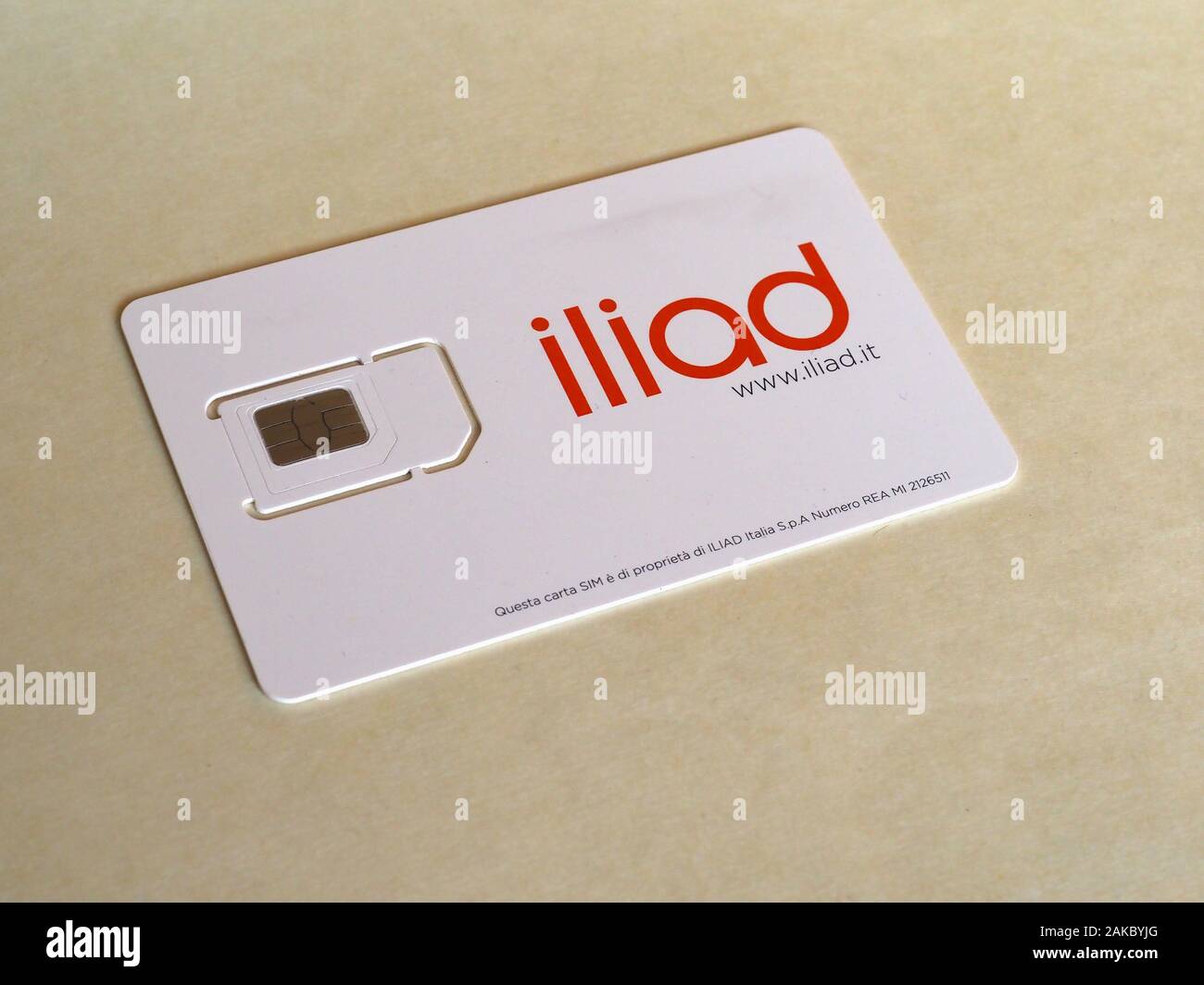 MILAN, ITALY - CIRCA OCTOBER 2019: Iliad mini micro and nano sim for ...