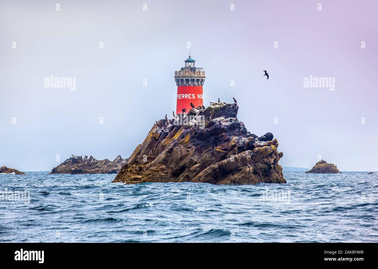 France, Finistere, Le Conquet, the lighthouse of Pierres Noires in the ...