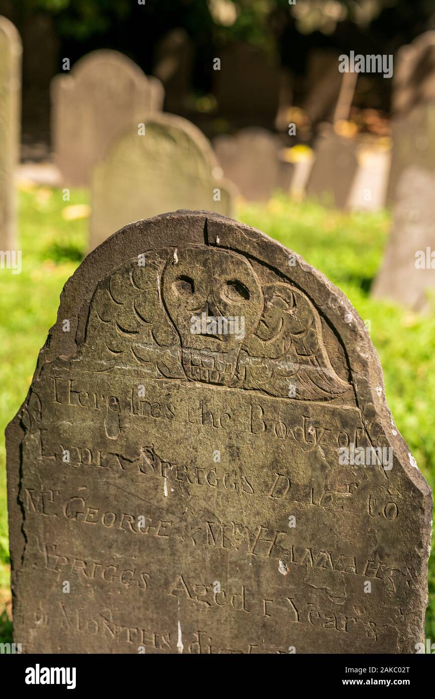 Granary Burial Ground in Boston, Massachusetts, founded 1660. Final ...