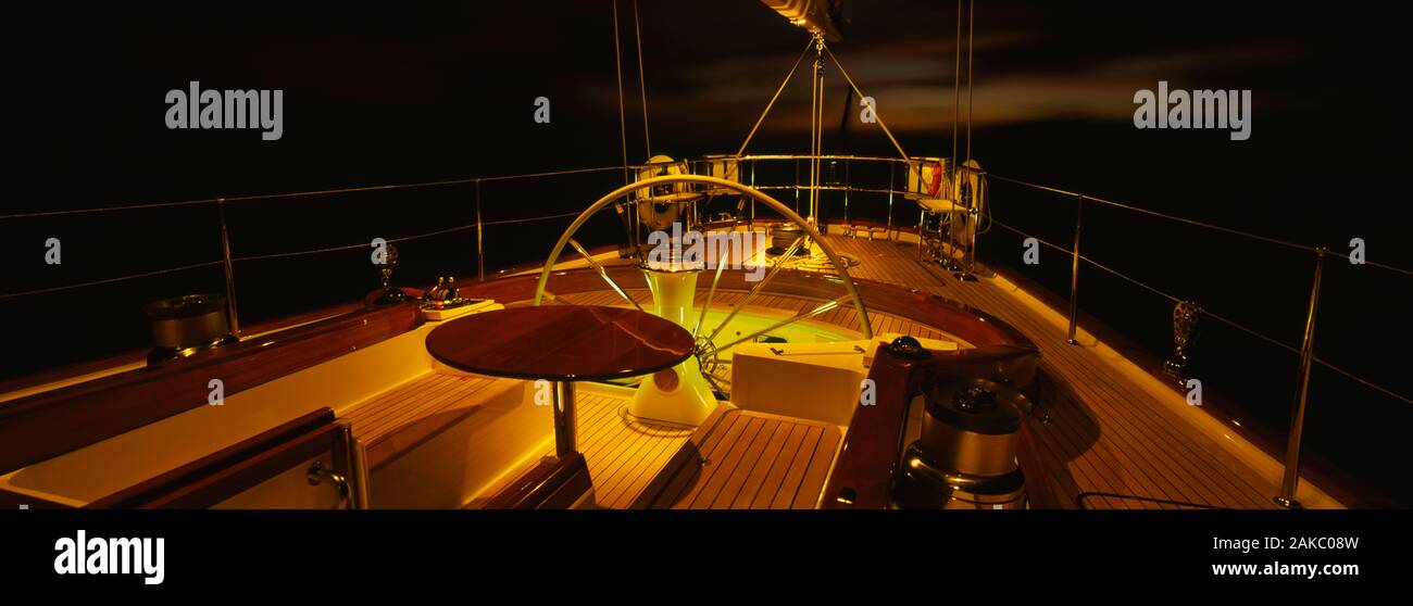 Yacht cockpit at night, Caribbean Stock Photo - Alamy