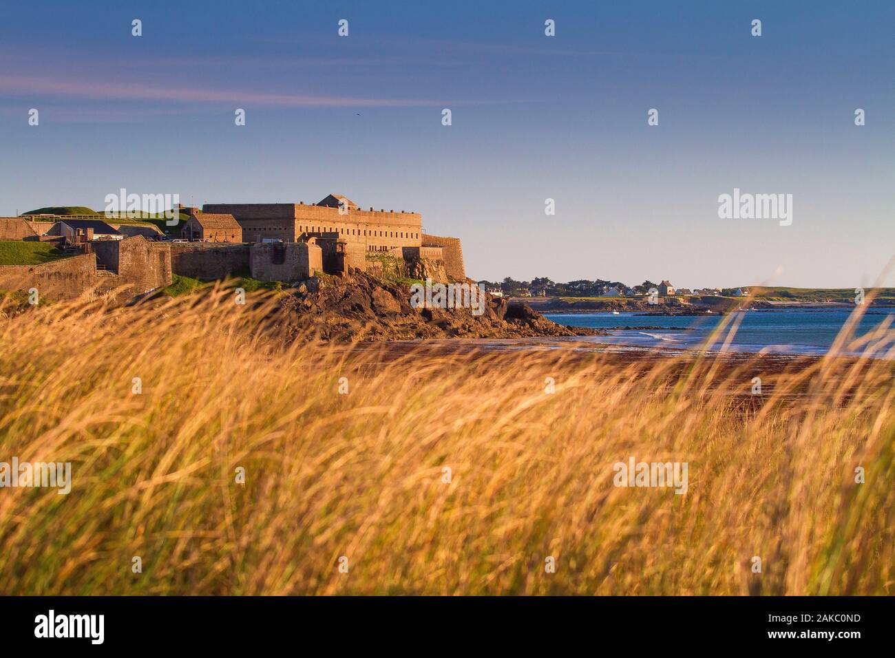 France, Morbihan, Saint-Pierre-Quiberon, the beach and Fort Penthievre ...