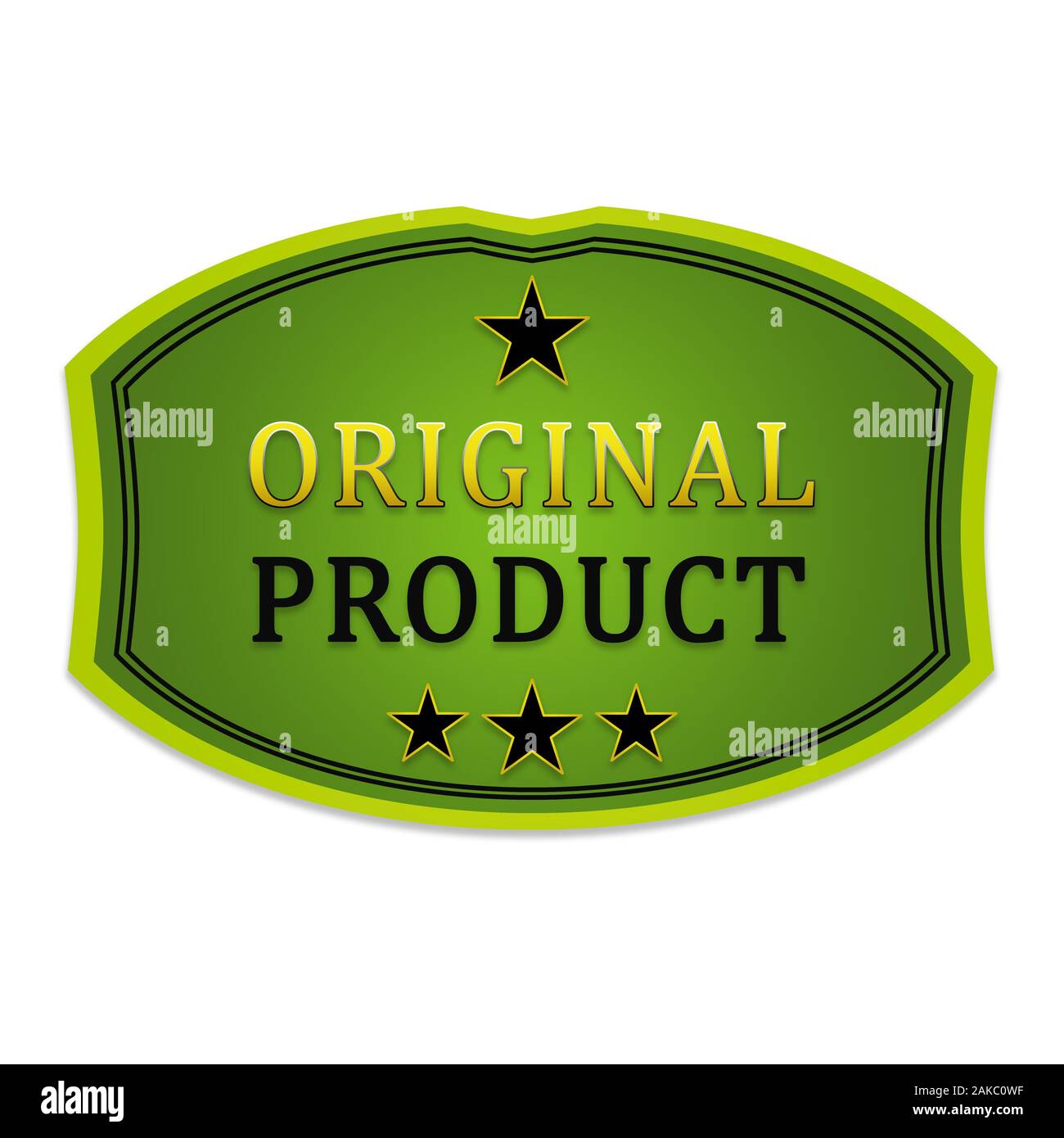 Original product green label on a white background Stock Photo - Alamy
