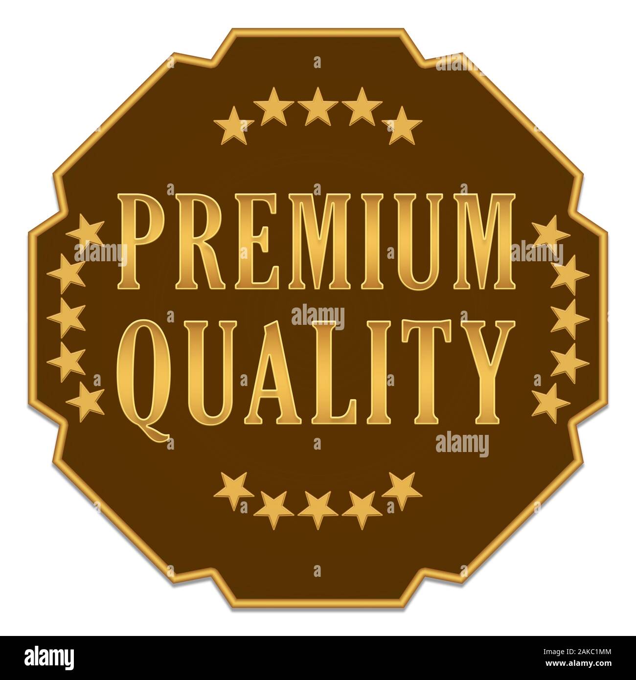 Premium quality badge on a white background with stars Stock Photo - Alamy