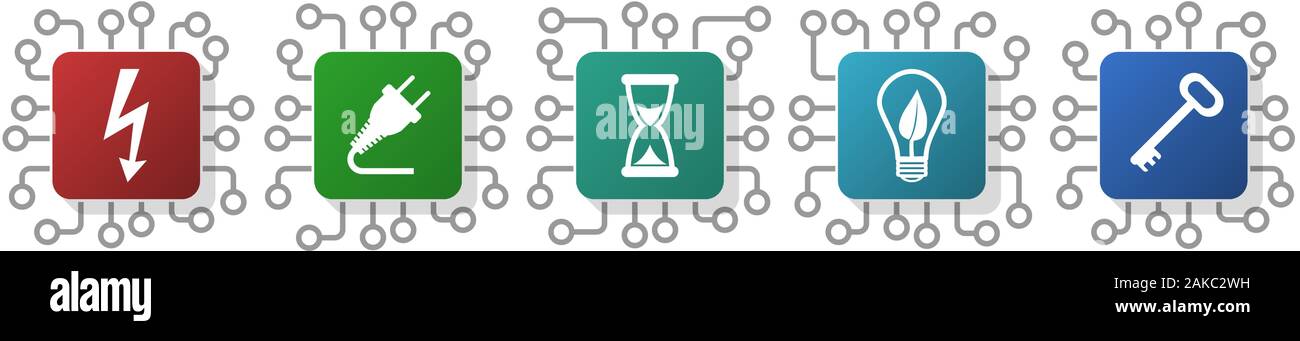 Set of electricity, energy, power, plug and bulb icons for webdesign ...