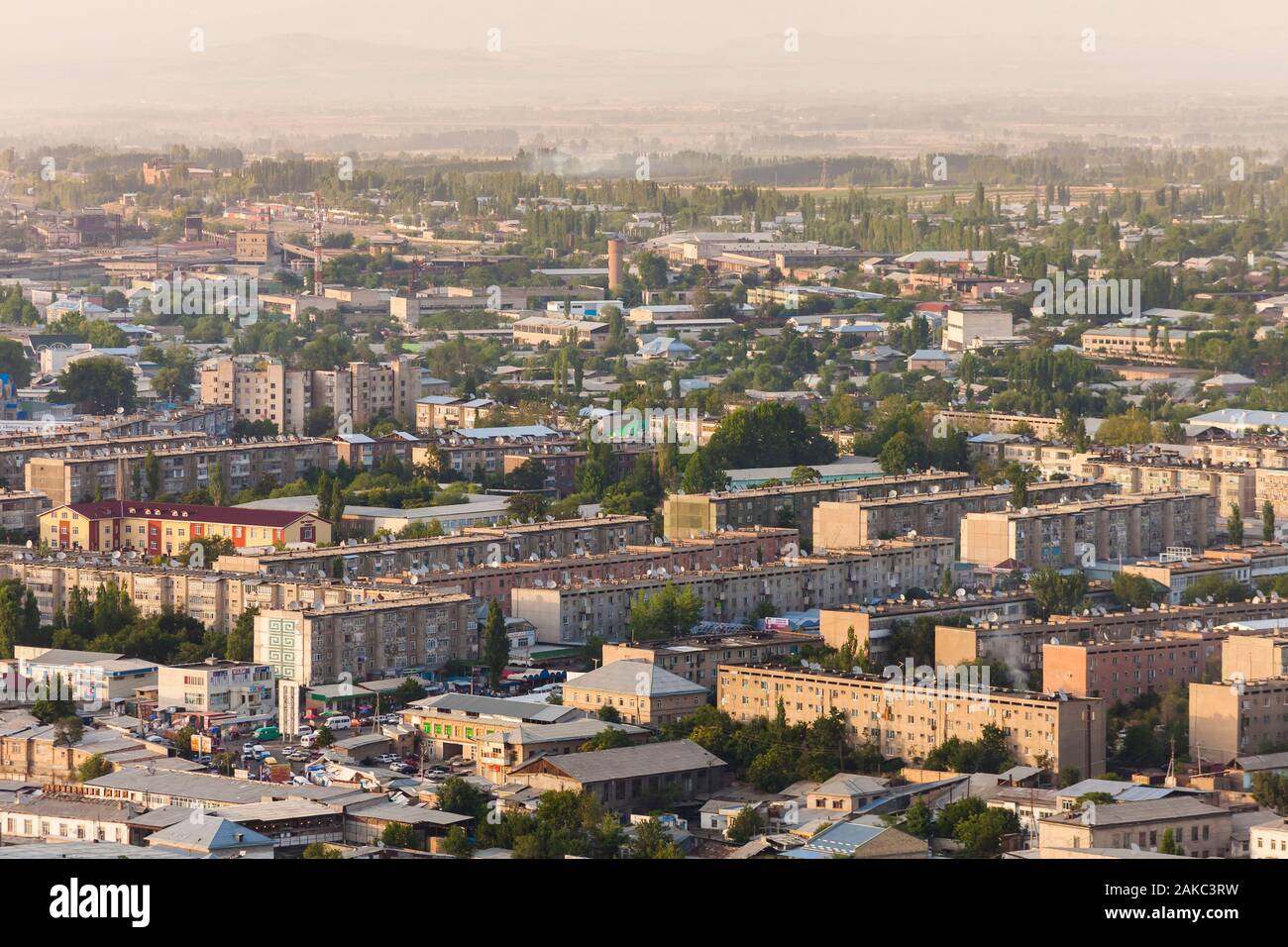 Kyrgyzstan, Osh province, Osh city, elevated view of buildings Stock ...