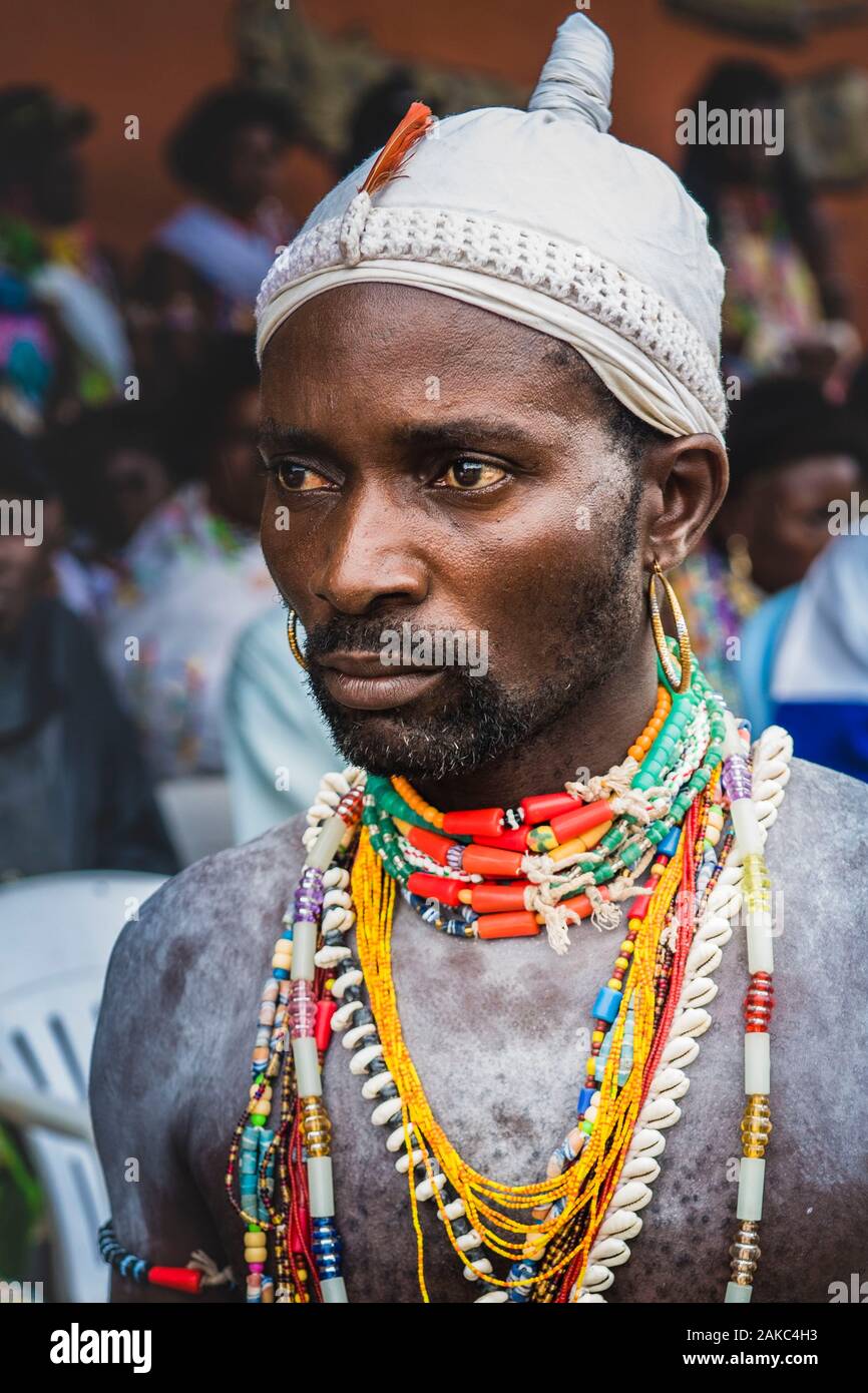 Benin, Savalou, Voodoo priest during yam festival Stock Photo - Alamy
