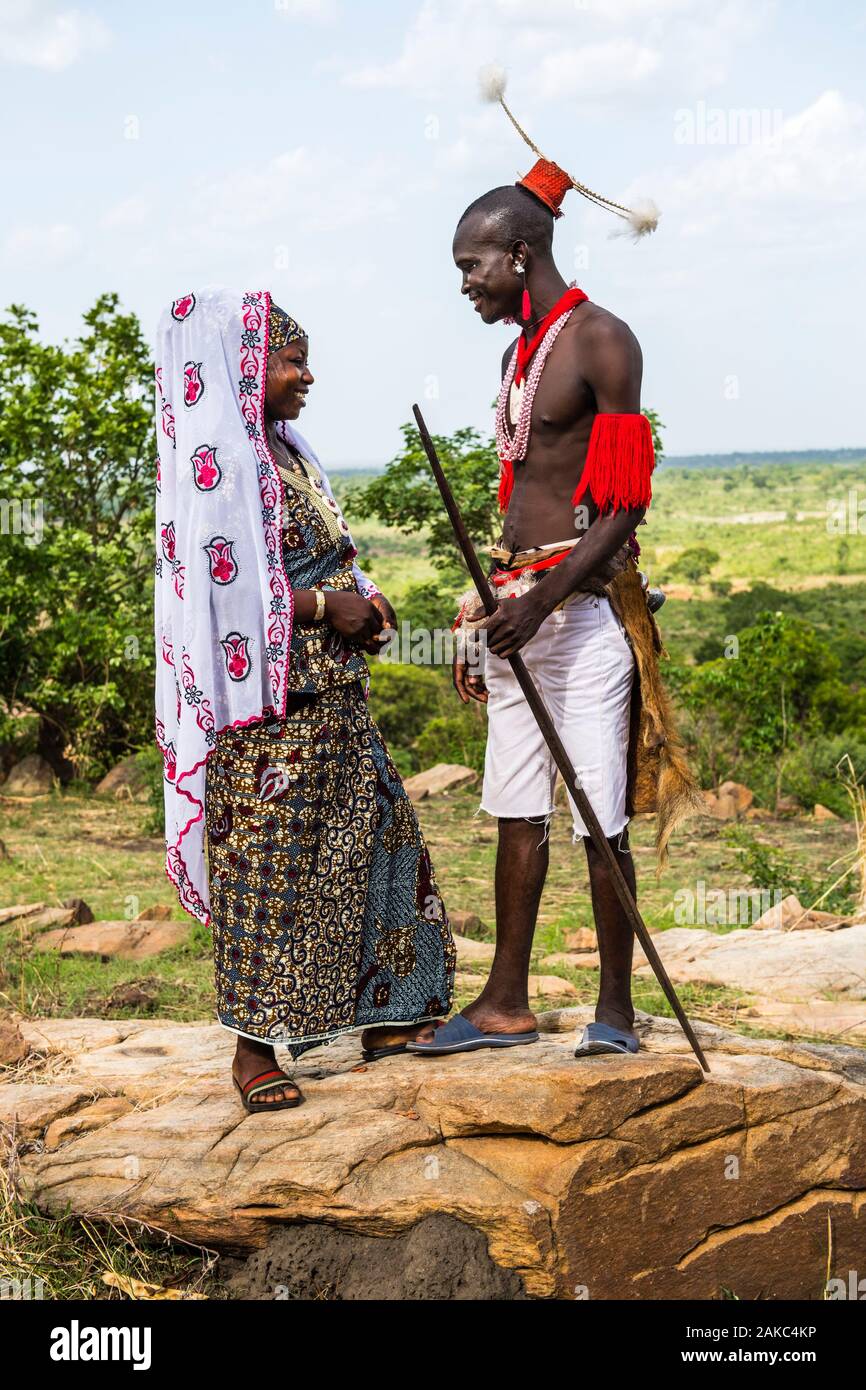 Benin, Donga department, Taneka warrior wearing traditional clothes ...