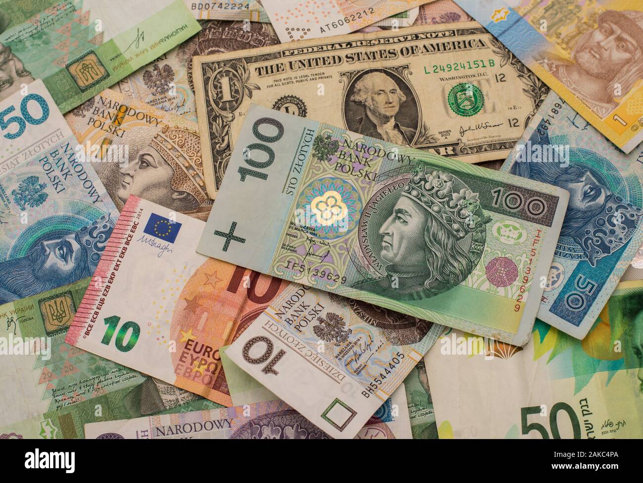 close-up of banknotes of different currencies Stock Photo - Alamy