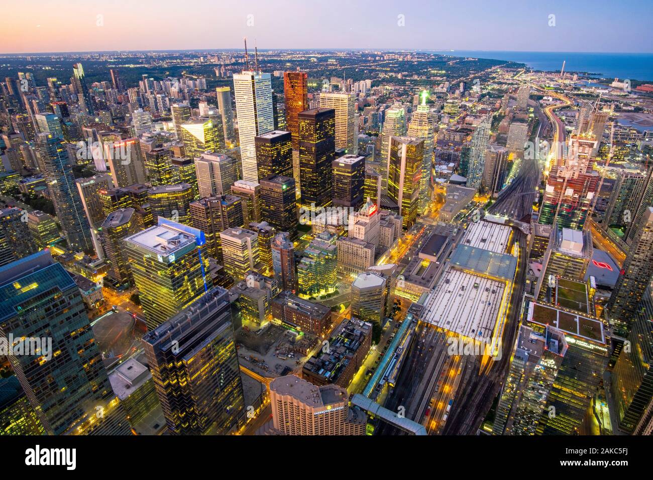 Canada, Ontario province, Toronto, Overview from CN tower Stock Photo ...