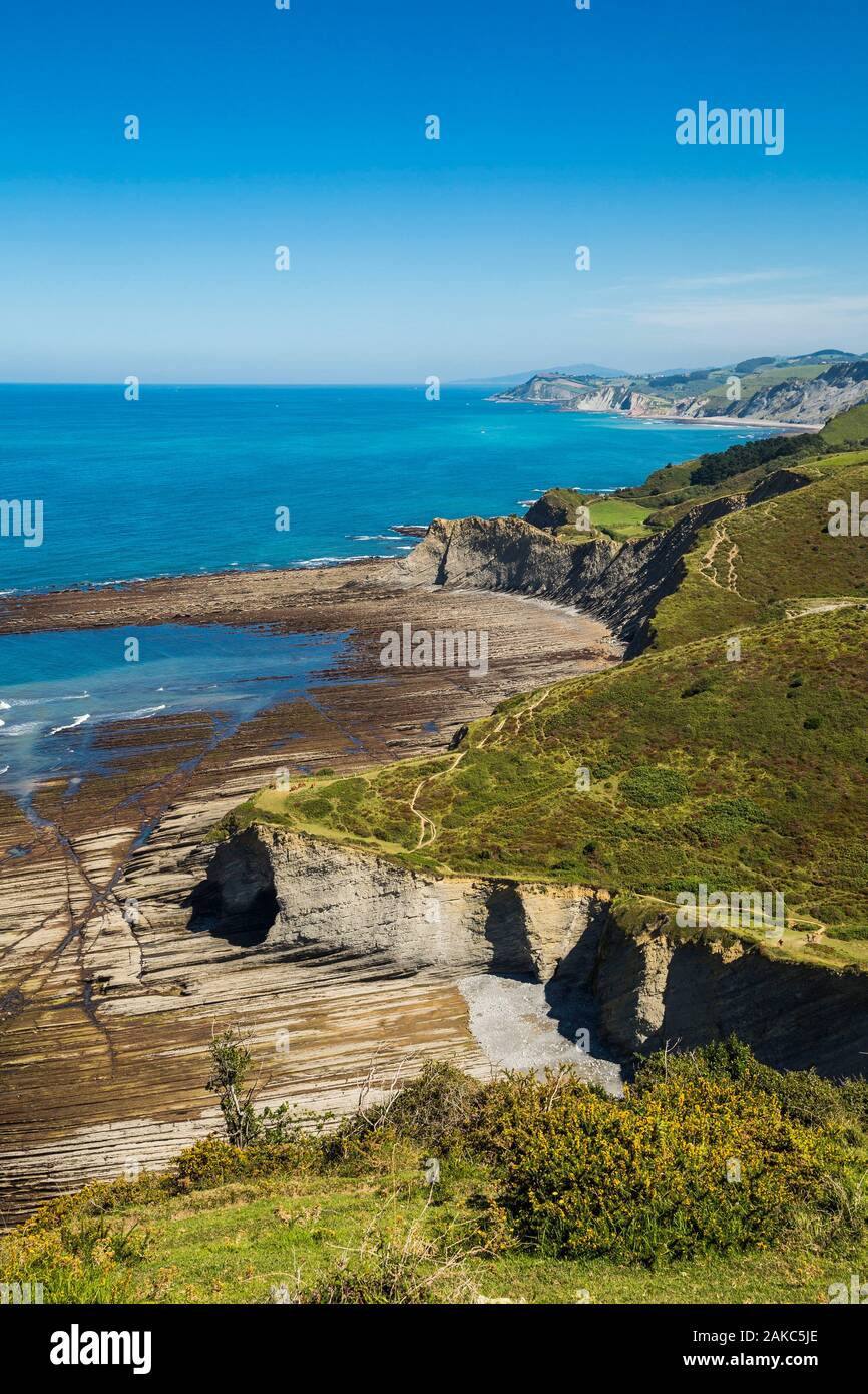 Spain, Basque Country, Guipuzcoa, Zumaia, UNESCO Flysch Geopark, or ...