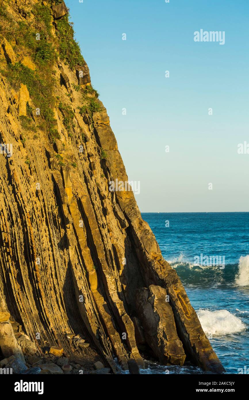 Spain, Basque Country, Guipuzcoa, Zumaia, UNESCO Flysch Geopark, or ...