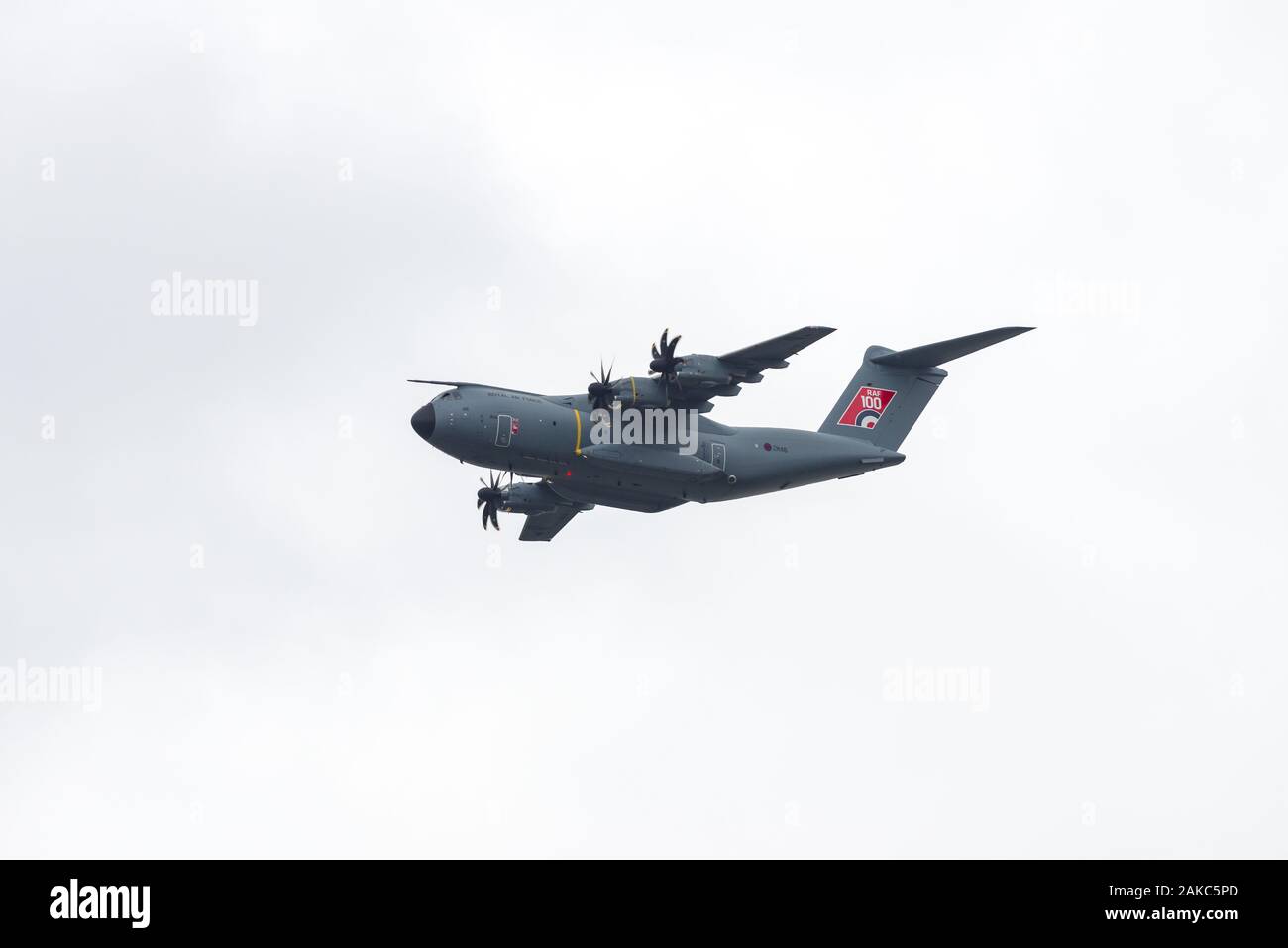 RAF Atlas A400M flying on the RAF 100th anniversary, London, UK Stock ...