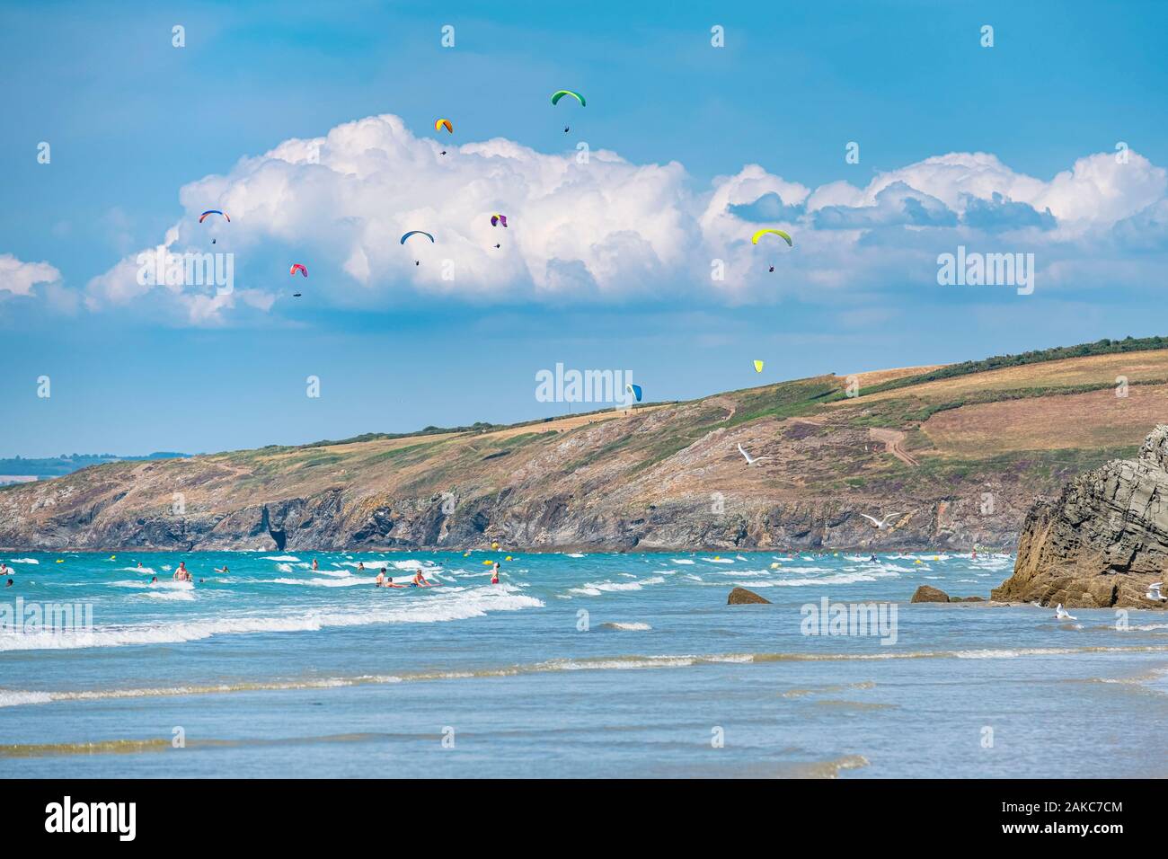 France, Finistere, Douarnenez Bay, Kerlaz, Trezmalaouen beach Stock ...