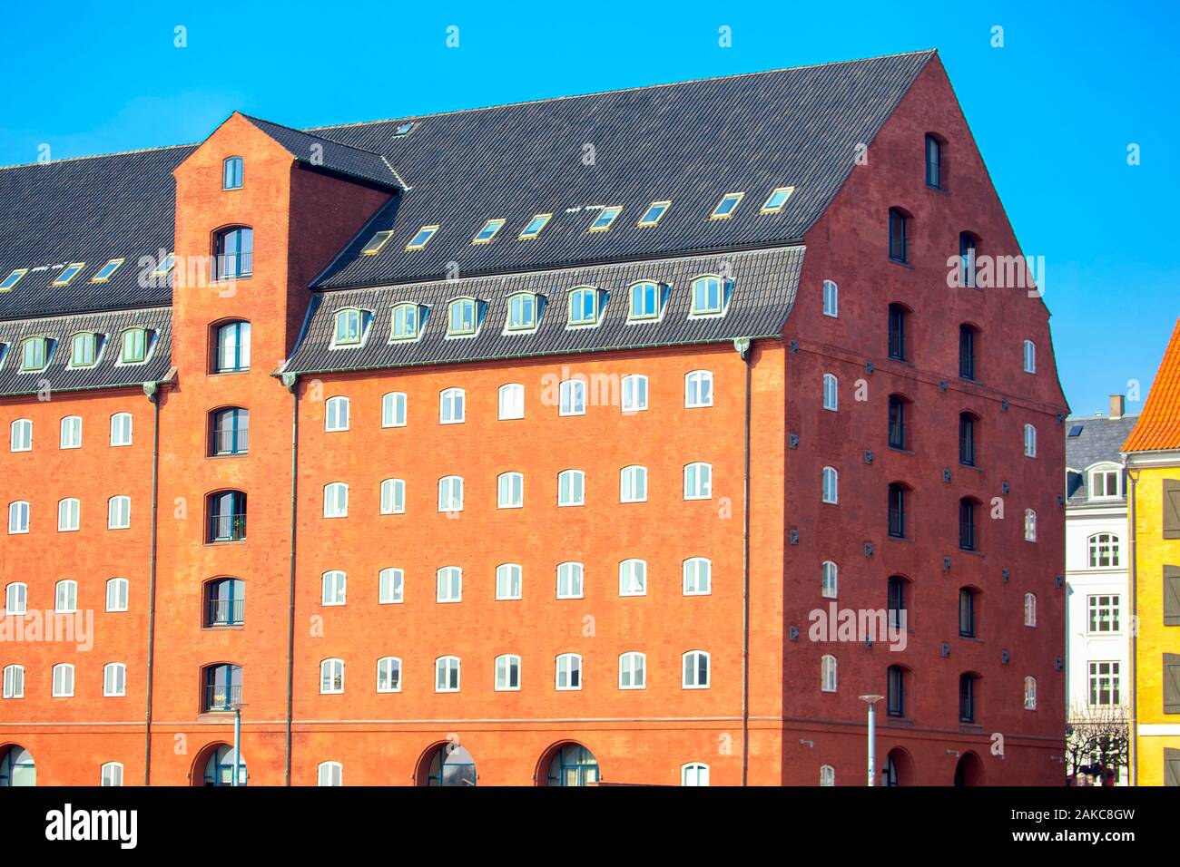 scandinavian red house , exterior view Stock Photo - Alamy